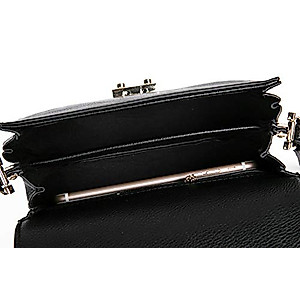 FEVERSOLE Crossbody Bag PU Leather Women Retro Small Saddle Satchel Shoulder Bag Tote With Long Adjustable Strap Black