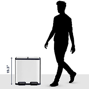 ELPHECO Dual Compartment Recycling Kitchen Step Trash Can 2×5.4 Gallon Stainless Steel Garbage Can for Kitchen with 2 Removable Buckets and Lids
