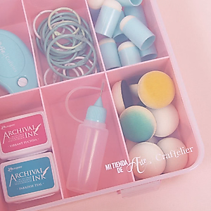 Craftelier - Organizing Box with 10 Compartments for Scrapbooking and Craft Materials | Dimensions 26.5 x 17.8 x 4.2 cm (10.4“ x 7” x 1.65") - Pink and Transparent Color