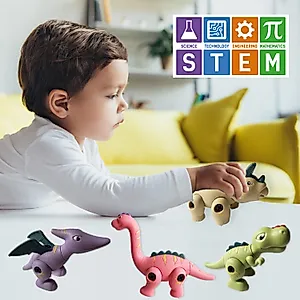 Kidtastic Take Apart Dinosaur Building Set for Kids Ages 3-9 and Up | Fun with T-Rex, Alamosaurus, Triceratops & Pterodactyl Toys | Educational & Creative STEM Play for Boys & Girls