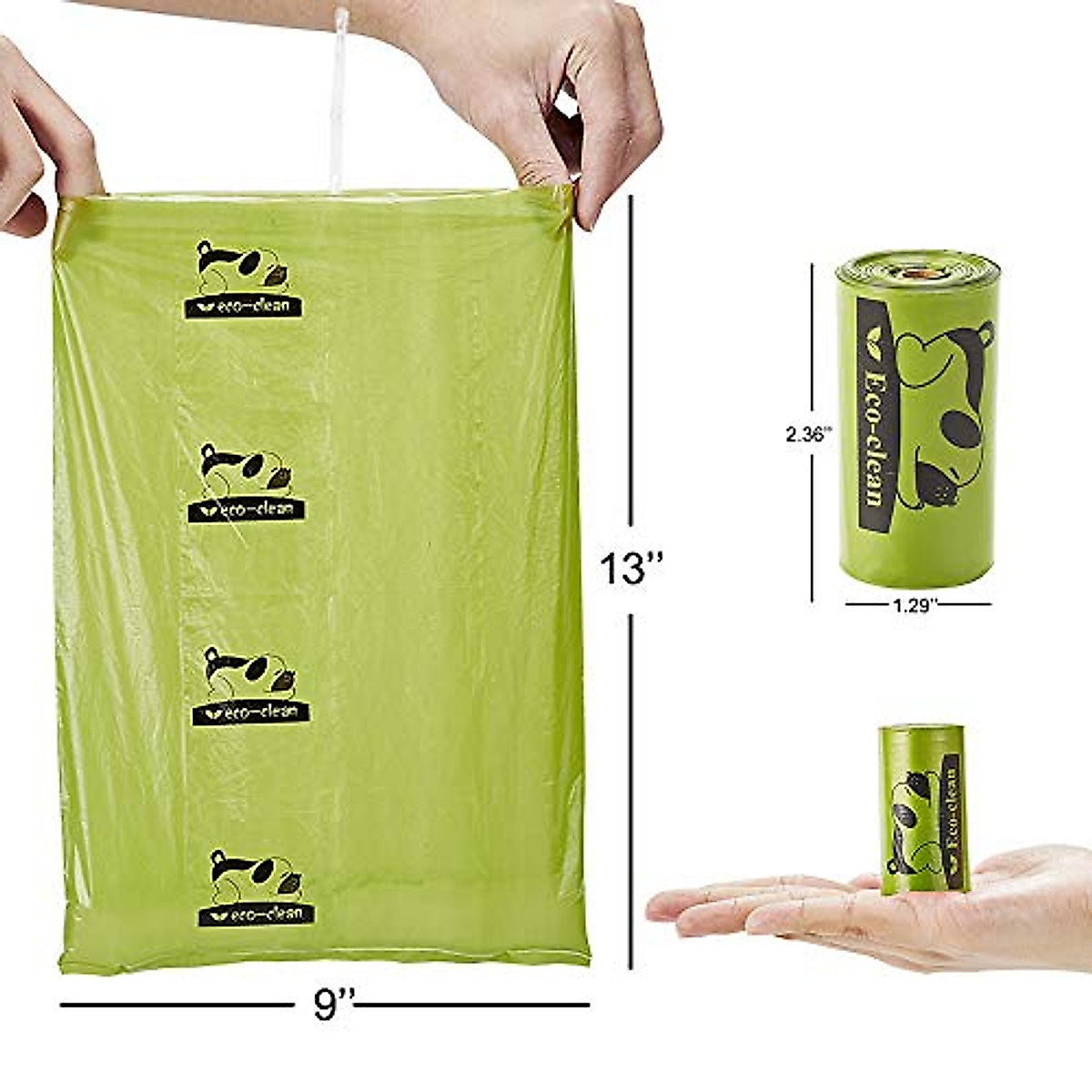 ECO-CLEAN Dog Poop Bags, 24 Rolls/360 Bags with Dispenser, Dog Waste Bags, Unscented, Leak-Proof, Easy Tear-Off