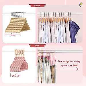 Stormix Baby Clothes Hangers 16 Pack, Kids Velvet Hangers Non-Slip, Clothes Hangers with Shoulder Notches for Toddler Children Pink (Gold Hook)