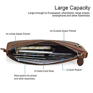 befen Vintage Brown Small Wristlet Crossbody Clutch Purse with Vintage Brown Wristlet Clutch Wallet for Women