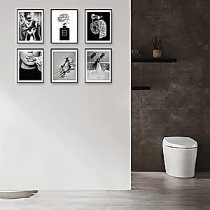 HoozGee Fashion Wall Art Prints Bathroom Wall Decor Silver Grey Glam Tissue Canvas Posters Pictures Photos Bathroom Artwork Wall Black and White Modern Women Funny Bathroom (8"x10" UNFRAMED)