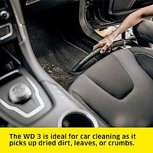 Kärcher - WD 3 Multi-Purpose Wet-Dry Shop Vacuum Cleaner - 4.5 Gallon - With Attachments – Blower Feature, Compact Space-Saving Design - 1000W,Yellow