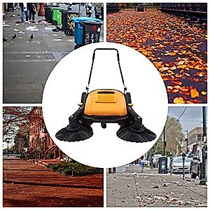 biniliubi 41" Industrial Walk-Behind Floor Sweeper Hand Push Sweeper 2 Brushes Industrial Walk Behind Street Pavement Cleaner for Outdoor Large Area