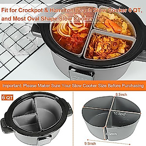 BYKITCHEN Reusable Thicker Silicone Slow Cooker Divider Liner Compatible with Crockpot, Hamilton Beach 6 Quart Slow Cooker, Set of 3, Slow Cooker Divider Insert for Most 6-8 QT Oval Slow Cooker
