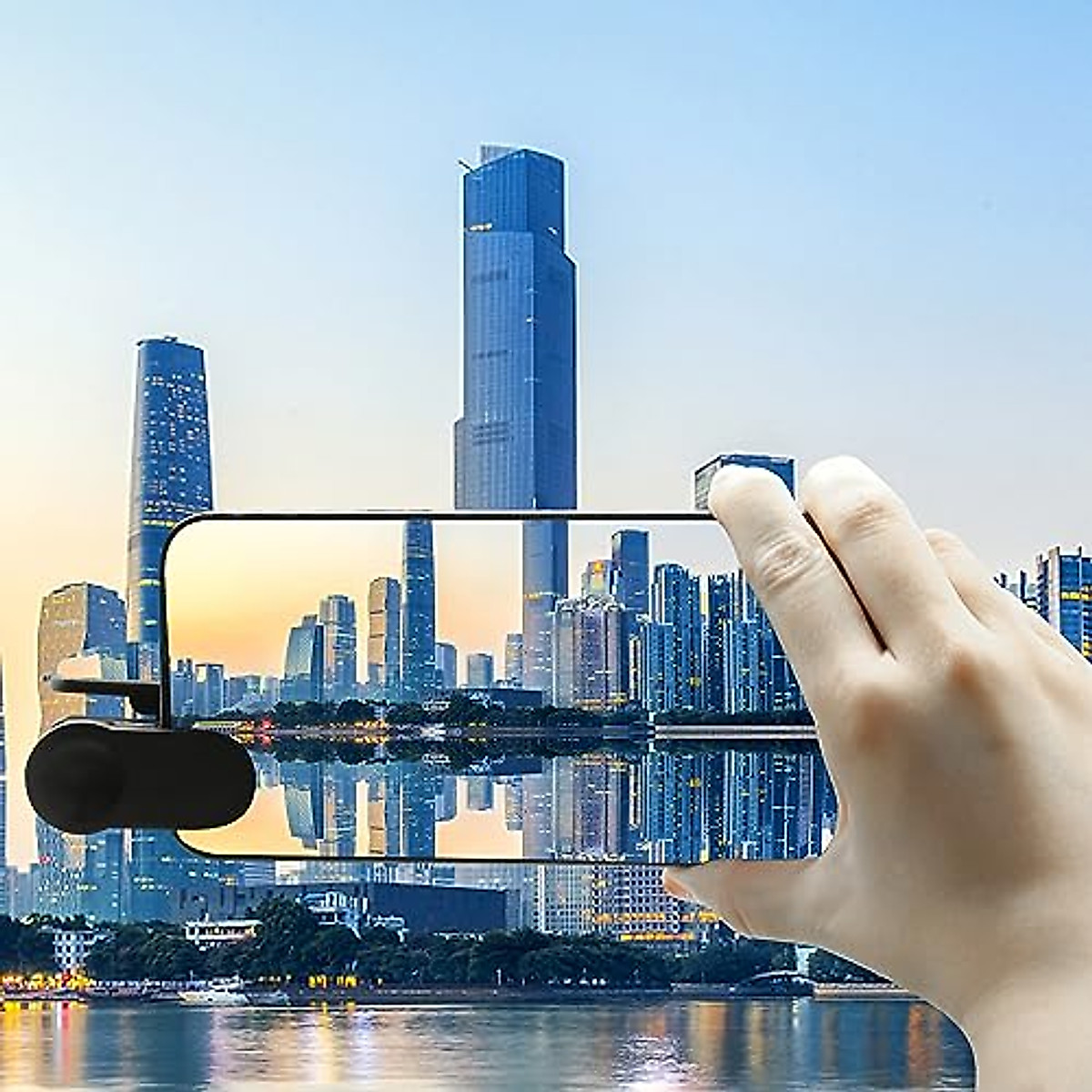 Mirror Reflection for Phone Camera, Smartphone Camera Mirror Reflection Clip Kit Camera Shots, Adjustable Mobile Phone Reflection Camera Clip for Travel,Mirror Reflection Clip for Phone Camera(Black)