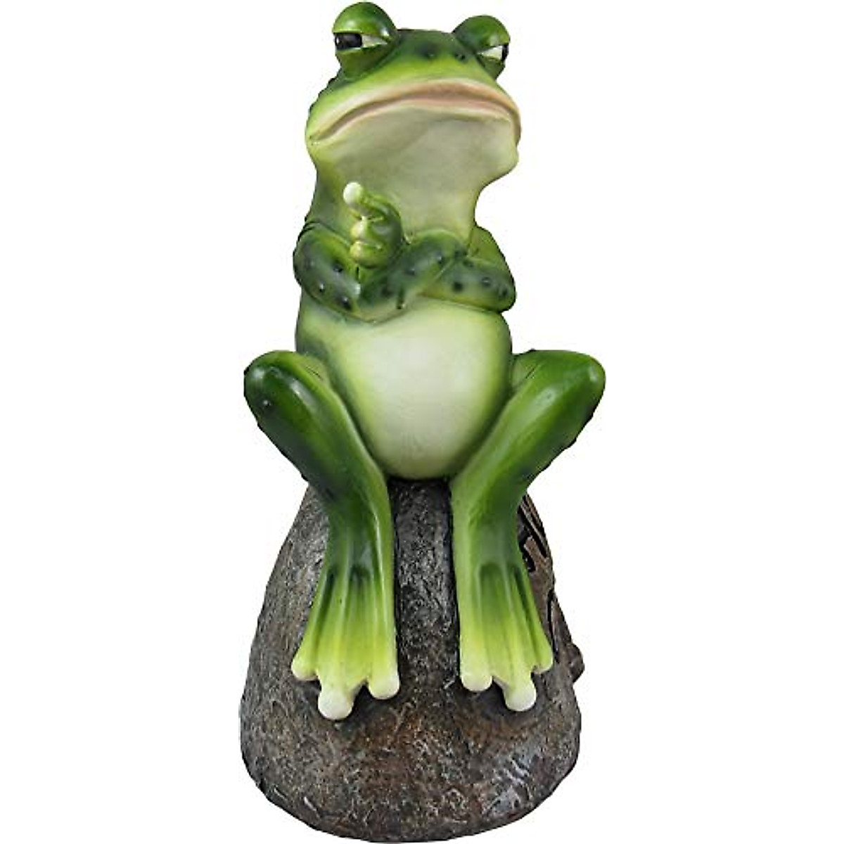 DWK - Froggie's Bad Day - Adorable Indoor Outdoor Flip Off Frog on Stone Rock with Hop Off Message Middle Finger Figurine Grumpy Toad Home Decor Accent Garden Patio Accessory, 7.75-inch…