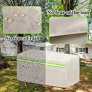 LOZOXO Patio Deck Box Cover, 54" Storage Box Cover for Outside, Outdoor Waterproof Deck Box/Storage Ottoman Bench Cover Fits up to 54" W x 27" D x 27" H khaki