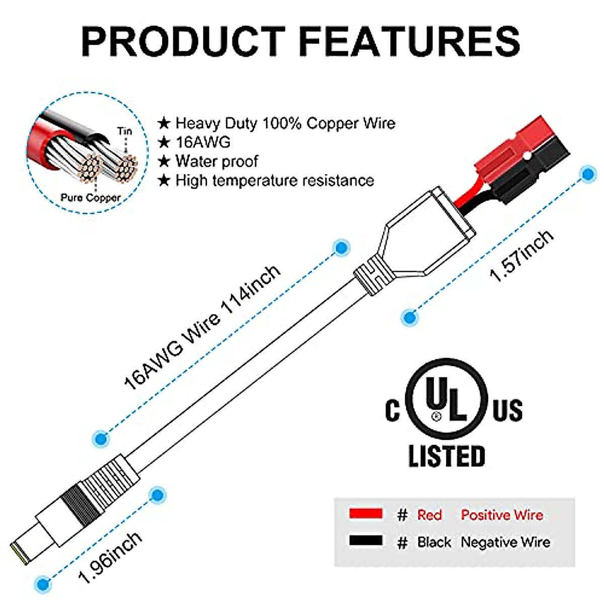 HKY Extension Cord DC 8mm to 45A Connector Cable for Solar Panels Goal Zero Yeti Anderson Powerpole to MAXOAK SUAOKI Portable Power Station Freely Assembleable to GZ Port 10ft 3M 16AWG Wire