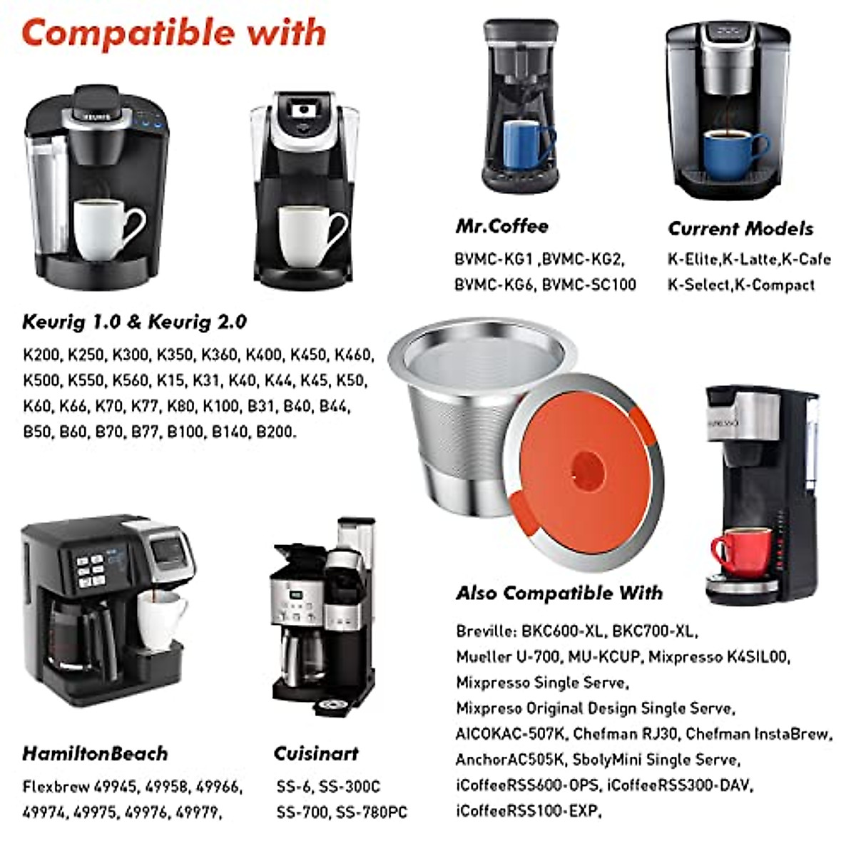 Reusable K Cups For Keurig | keurig reusable coffee pods Compatible with 1.0 and 2.0 Keurig Single Cup Coffee Maker Stainless Steel K Cup,BPA Free(2 pack)