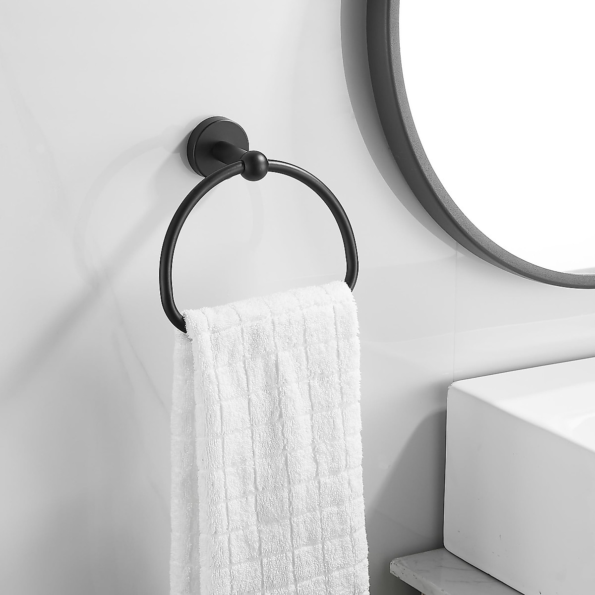 Leyden Matte Black Toilet Paper Holder and Hand Towel Holder, 2 Pieces Bathroom Hardware Accessories Set, SUS304 Stainless Steel Sturdy Wall Mount Toilet Paper Roll Holder and Towel Rack