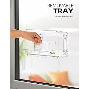 Window Bird Feeder with Strong Suction Cups, CREWOR Clear Bird House Feeders for Outside Wild Birds, Built-in Level & Removable Tray, Fits for Cardinals, Blue Jays, Bluebirds, Finches, Chickadees etc.