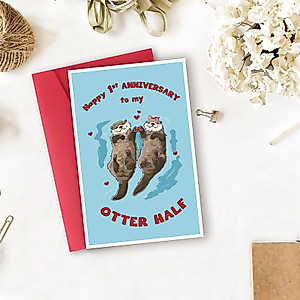 Hongshan Happy 1st Anniversary Card Gift for Husband,Wife,First Anniversary Card for Boyfriend or Girlfriend,Romantic One Year Wedding Anniversary Card for Women Men Him Her