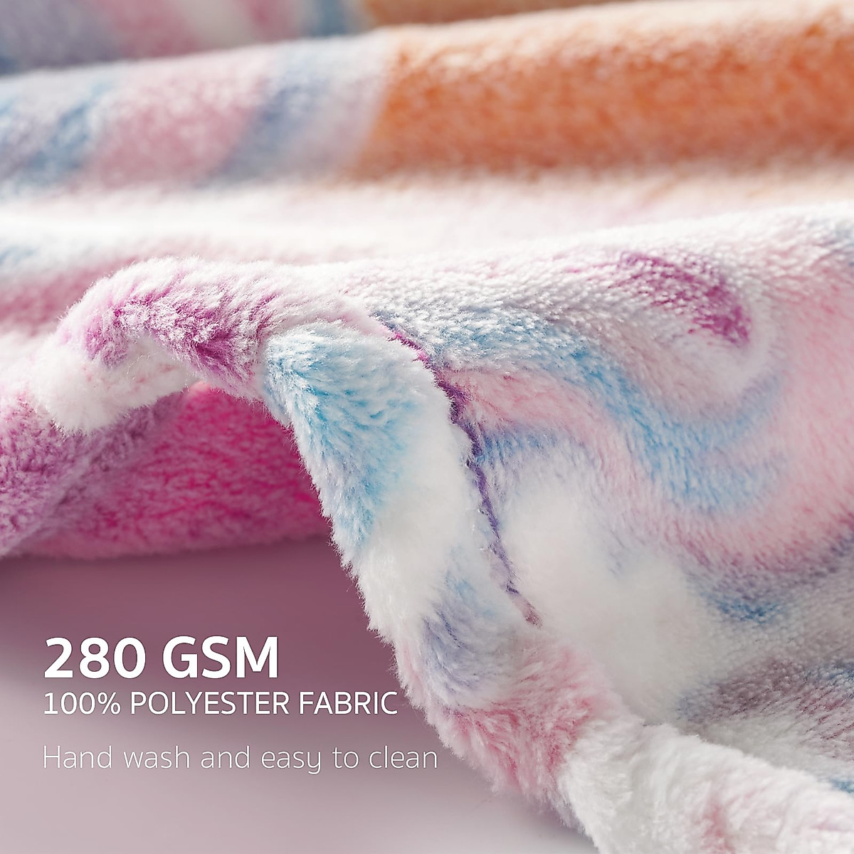 Glow in The Dark Rainbow Unicorn Flannel Throw Blanket – Soft and Cozy for Girls Ages 3 to 10, Suitable for Bedroom, Travel, Camping, Napping, Christmas and Birthday Gift for Girls, Size 50"x60"
