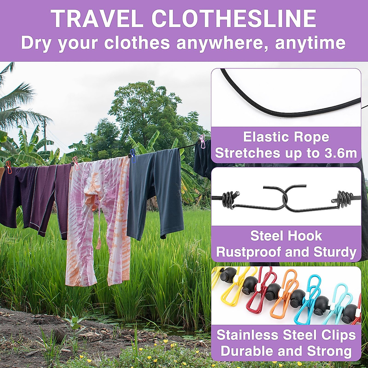 Travel Washing Machine & Retractable Clothesline - Hand Washing Machine & Portable Clothes Washer - Durable Travel Laundry Wash Bag & Camping Washing Machine - Portable Manual Clothes Washer