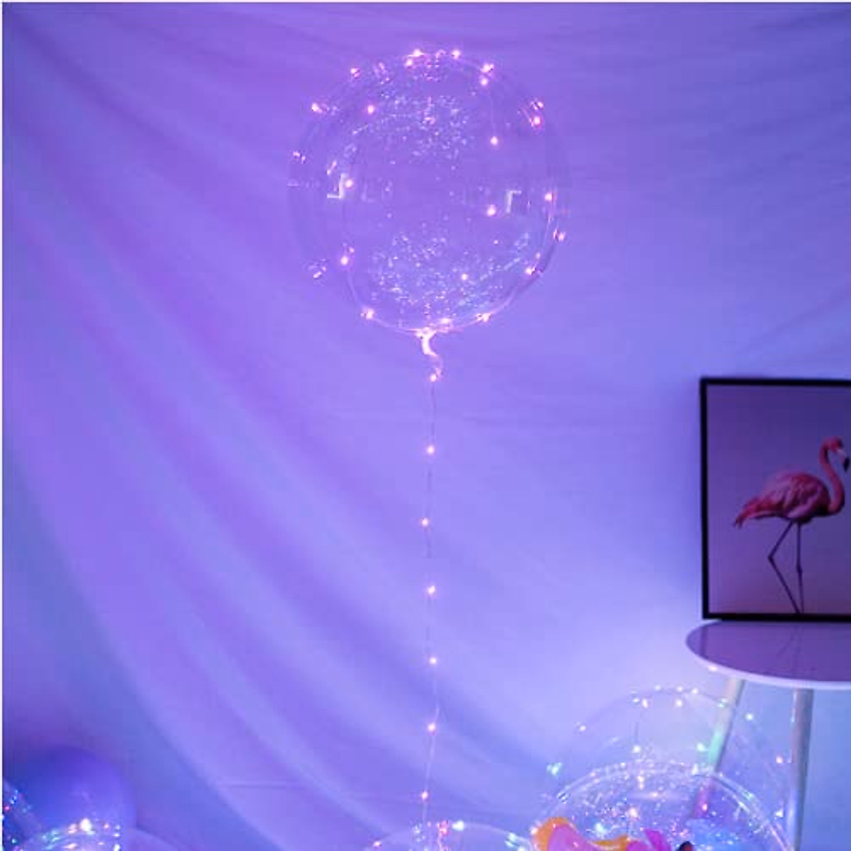 10 PACKS LED Bobo Balloons,Transparent LED Light Up Balloons,Helium Style Glow Bubble Balloons with String Lights for Party Birthday Wedding Festival Decorations (Pink)