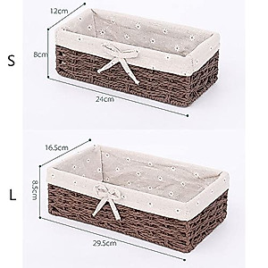 BYBYCD Storage Basket Wicker Durable Storage Box for Home Weaving Process Sundries Finishing Desktop Decoration Laundry Basket(S,Coffee)