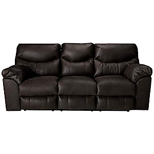 Signature Design by Ashley Boxberg Oversized Faux Leather Manual Pull Tab Reclining Sofa, Dark Brown