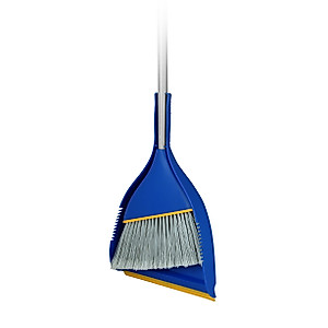 Superio Clip-On Dustpan - Heavy Duty Plastic, Easy Grip Clip-On Dust Pan with Rubber Edge, Detailed Sweeping Debris, Fits Standard Brooms Home & Commercial Dusting & Cleaning Tool, Blue, 2-Pack