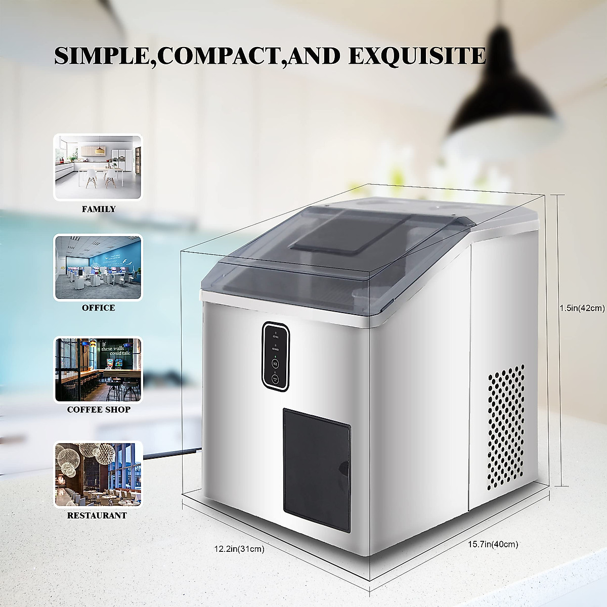 2-in-1 Ice Maker and Shaver Machine - LINKLIFE Countertop Ice Maker with Ice Crusher, Self Cleaning, LCD Indicator, Bullet Ice Pellet Ice Nugget Ice Sonic Ice Maker for Home Office Bars Parties, 33lbs