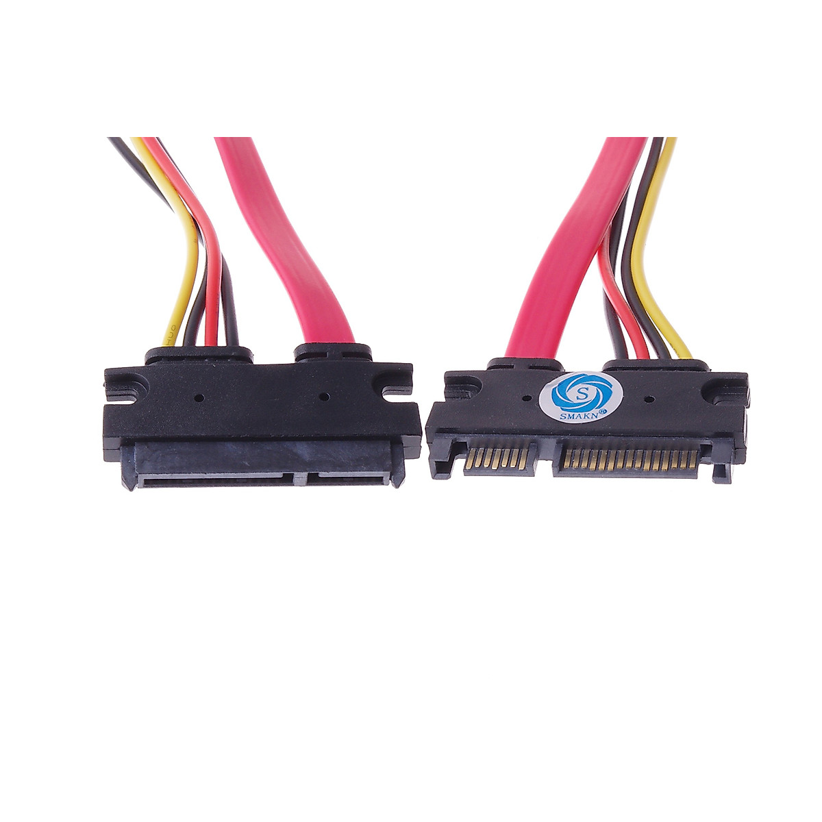 SMAKN(TM) 22-pin (7+15) Sata Male to Female Data and Power Combo Extension Cable - Slimline Sata Extension Cable M/f - 20inch (50cm)