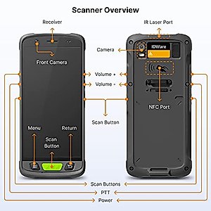 IDWare 9000 Handheld ID Scanner - ID, Drivers’ License, Age Verification & Passport Scanner with Veriscan Premium Software - Sync Multiple Devices