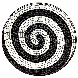 Teal Island Designs Spiral Modern Black Metal Round Outdoor Accent Side Table 17 3/4" Wide Black White Mosaic Tile Tabletop Gracefully Curved Legs for Spaces Porch Patio Home House Balcony Deck