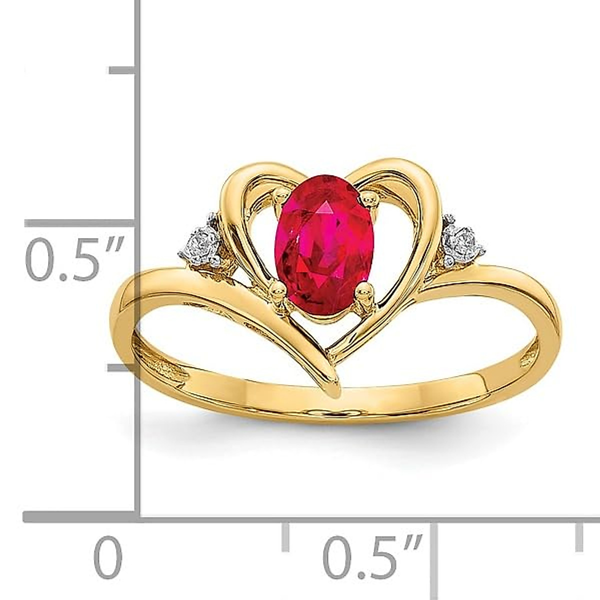 IceCarats 14K Yellow Gold Red Ruby Diamond Heart Love Ring July Birthstone Jewelry Size 7