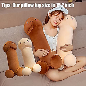 2 Pack Soft Throw Pillow Gifts 15.7" Plush Stuffed Pillow Penis Cushion Simulation Lovely Gift for Ladies Girlfriend Girl Birthday Gifts (15.7", Pink & Brown)