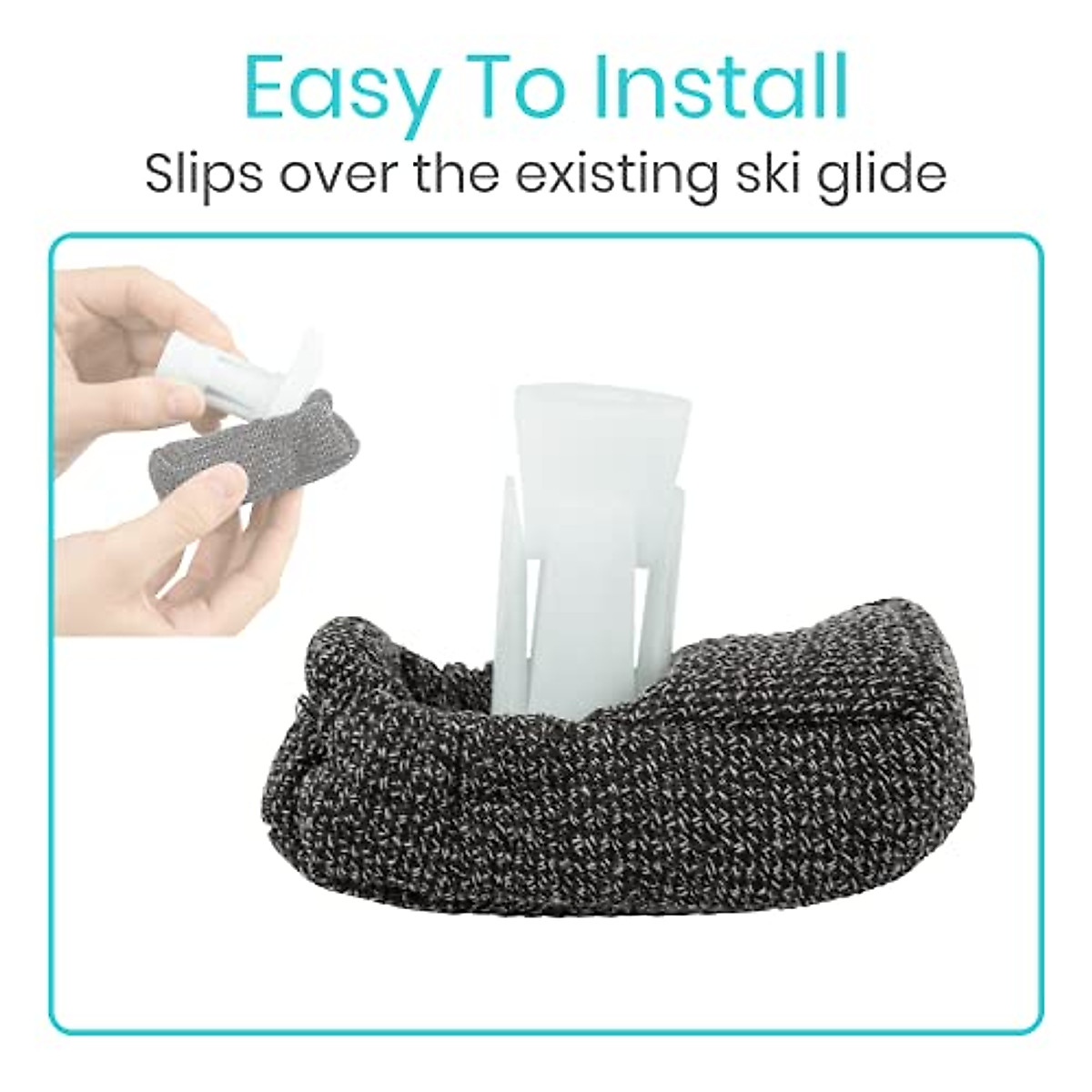 Vive Walker Ski Glide Covers 4 PCS - Heavy Duty Removable Padded Caps - Universal Fit Sock Pad for Indoor and Outdoor Use - Durable Medical Walker Floor Padding - Seniors Rollator Glider Accessories