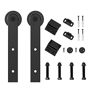 ZEKOO Sliding Barn Door Hanger, Door Roller, Barn Door Stopper, Barn Door Floor Guide, Anti-Jumper, Accessories Hardware for Third Door, Fourth Door(Straight-Style)