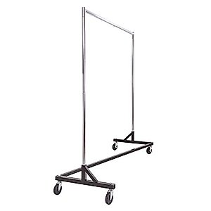 Commercial Garment Rack (Z Rack) - Rolling Clothes Rack, Z Rack With KD Construction With Durable Square Tubing, Commercial Grade Clothing Rack, Heavy Duty Chrome Commercial Garment Rack
