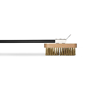 Unikk. Pizza Oven Brush with Scraper – 35” Long Adjustable Heavy Duty Aluminum Handle - Brass Bristles Brush for Pizza Stone with Grater and Screwdriver
