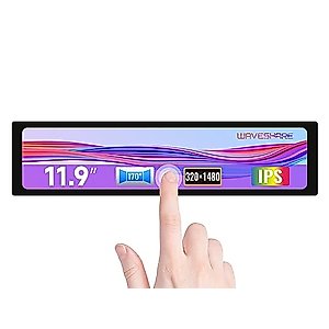 Waveshare 11.9inch Capacitive Touch Screen LCD Compatible with Raspberry Pi 5/4B/3B+/3A+/2B/B+/A+/Zero/Zero W/WH/Zero 2W CM3+/4 320×1480 Resolution HDMI IPS Supports Jetson Nano/Windows