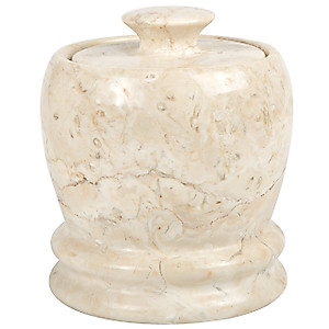 Creative Home 74198 Natural Champagne Marble Cotton Ball and Swab Holder, 3-5/8" Diam. x 4-3/4" H