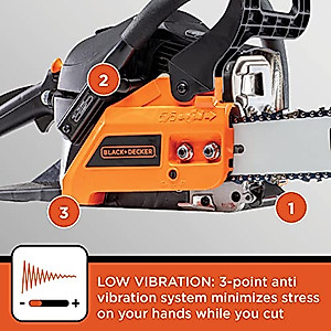 BLACK+DECKER Gas Powered Chainsaw, 16-inch, 42cc, 2-Cycle (BXGCS1642P)