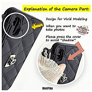 UnnFiko Wallet Case Compatible with iPhone 11, Cute Light Luxury Bag Design, Purse Flip Card Pouch Cover Soft Silicone Case with Handstrap Long Shoulder Strap (Black, iPhone 11)