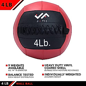 JFIT Wall Ball, 4 LB, Red/Black