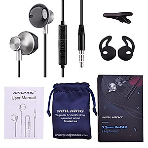 XINLIANG Earbuds Earphones with Microphone, Earbuds with Volume Control in-Ear Headphones with Magnetic, Bass Driven 3.5 mm Earbuds for iOS and Android Smartphones, Laptops, MP3,Gaming, Walkman