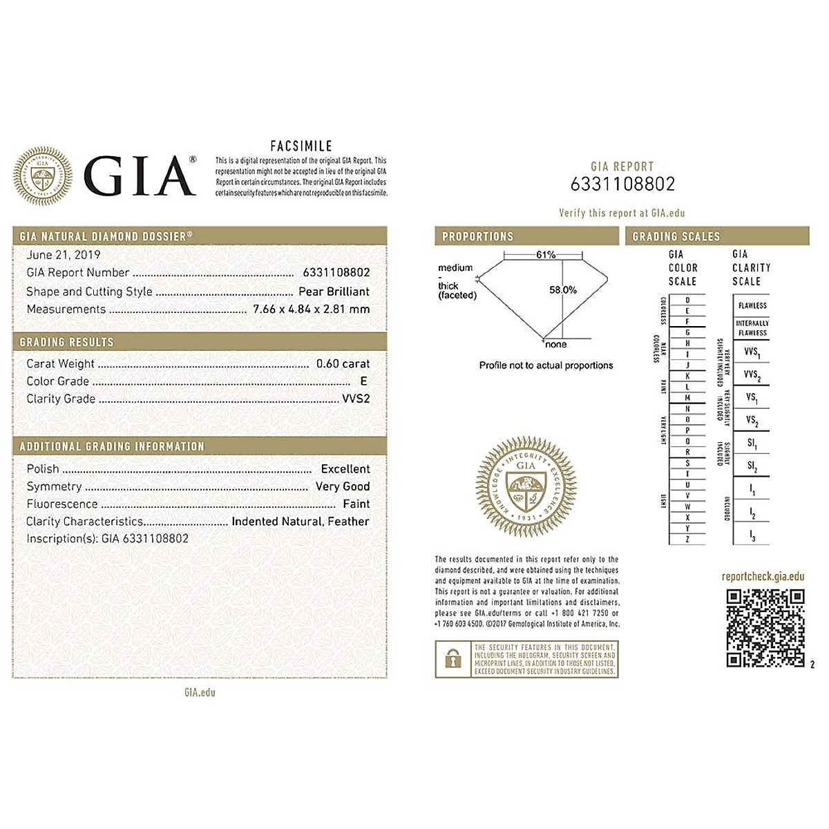 Diamond Engagement Rings for Women GIA Certified Pear Cut Solitaire Diamond Ring 18K White Gold 1.10 carat (D,VVS) (RS 75)