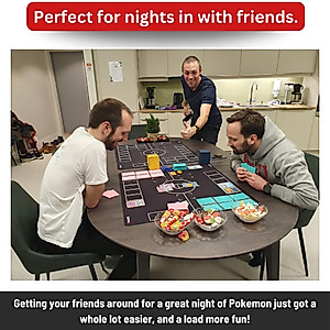 The Gaming Mat Company 2 Player Compatible Pokemon Playmat for Pokemon Cards - 28" x 18" x 0.16" Black & Red Battle Mat Stadium Board for Pokemon TCG Playmat Game & Pokemon Mat Trading Card