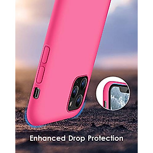 DTTO Compatible with iPhone 11 Pro Case, [Romance Series] Full Covered Silicone Cover [Enhanced Camera and Screen Protection] with Honeycomb Grid Cushion for iPhone 11 Pro 5.8" 2019, Rose Red