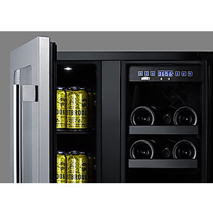 Summit ALFD24WBV 24"" ADA Compliant Dual Zone Beverage Center with 4.6 cu. ft. Capacity Digital Thermostats LED Lighting and Automatic Defrost in Stainless Steel