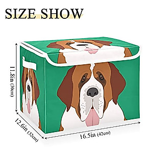 innewgogo Saint Bernard Dog Storage Bins with Lids for Organizing Cube Cubby with Handles Oxford Cloth Storage Cube Box for Pets Toys