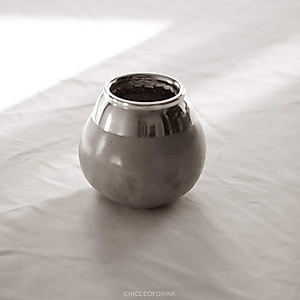 Circle of Drink - Handcrafted Natural Yerba Mate Gourd (Calabash Mate Cup) with Alpaca Silver Brim - Handmade in Argentina (Natural)
