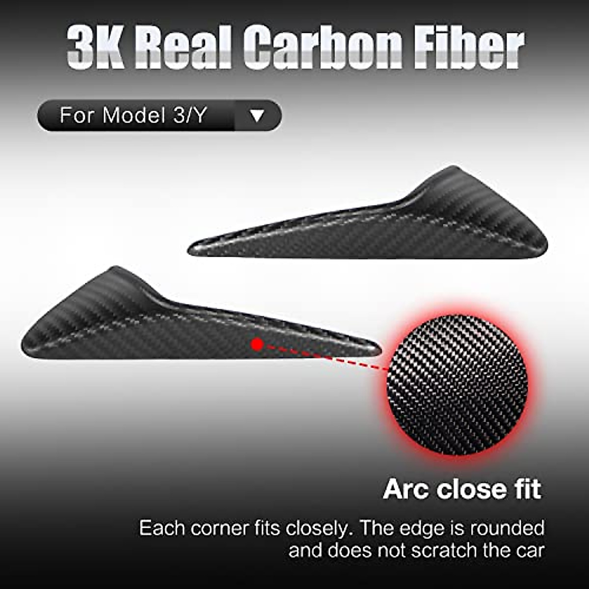 TSLAUCAY Tesla Model 3/Y Side Camera Cover 2 PCS Model 3&Y Carbon Fiber Side Camera Turn Signal Cover for Model 3/Y -2017-2023 External Protection Side Camera Accessories-Matte