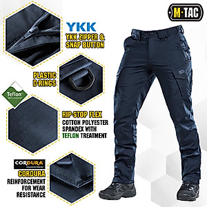 Aggressor Flex - Tactical Pants - Men Cotton Cargo Pockets (Navy Blue, W32 / L36)