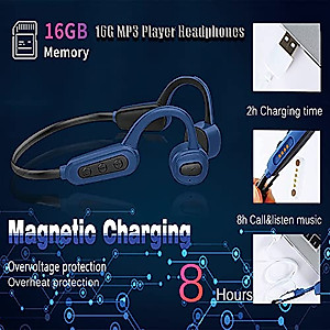 Wireless Bone Conduction Headphones Bluetooth V5.0 Waterproof IPX8 Titanium Alloy Open-Ear Sport Bluetooth Headset Built-in 16GB MP3 Player for Swimming, Diving Water, Gym, Spa and Outdoor Sports
